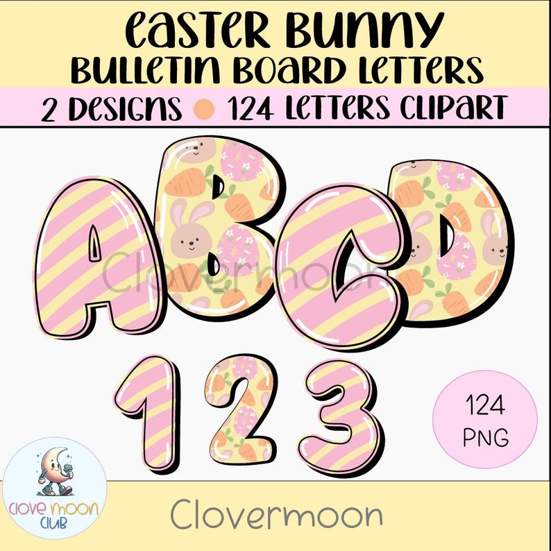 Easter Bunny Bulletin Board Letters PNG, Spring Alphabet Clipart ...
