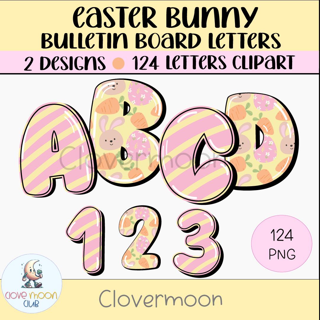 Easter Bunny Bulletin Board Letters PNG, Spring Alphabet Clipart ...