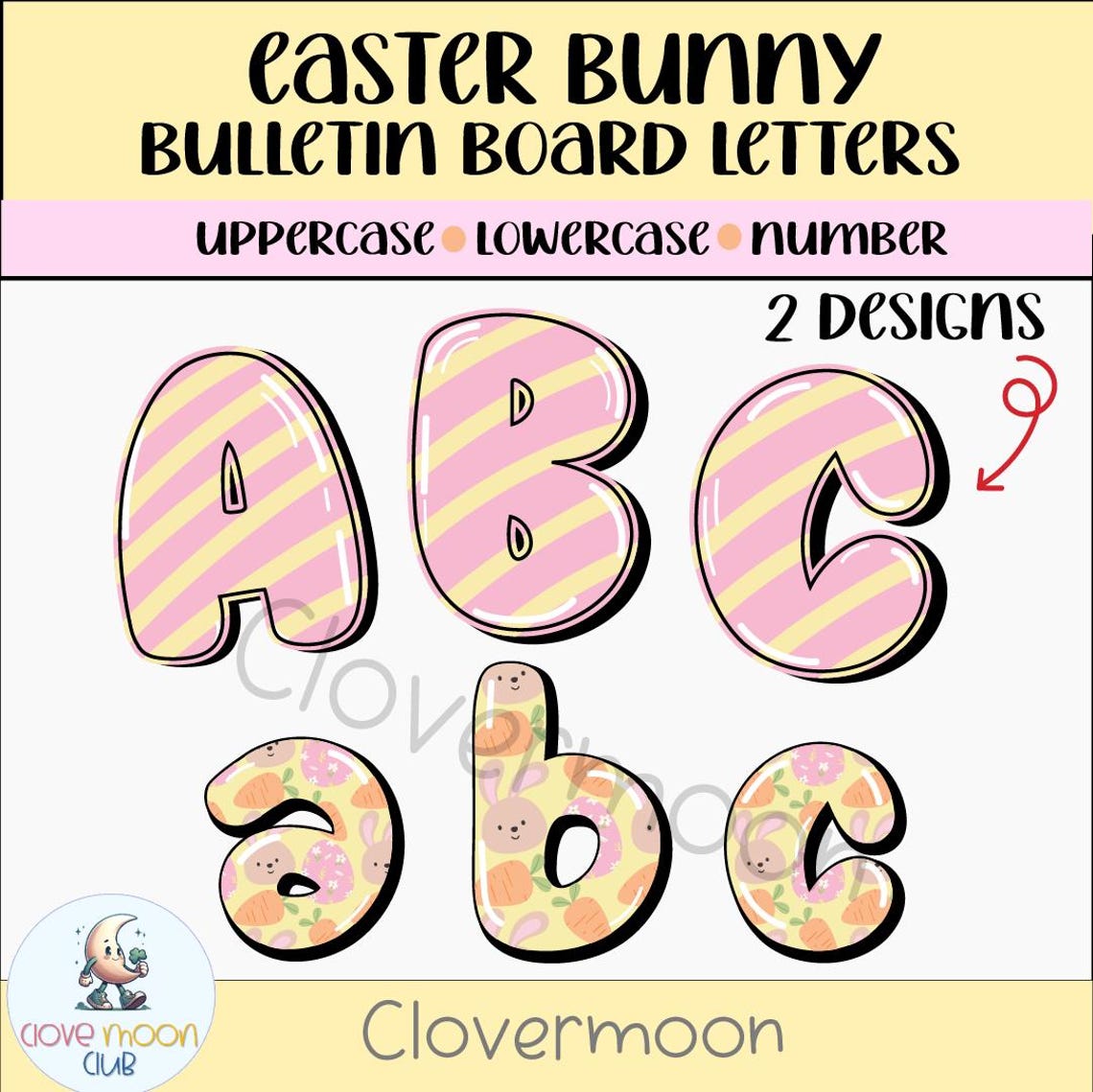 Easter Bunny Bulletin Board Letters: Pastel Spring Clipart (PNG, PDF ...