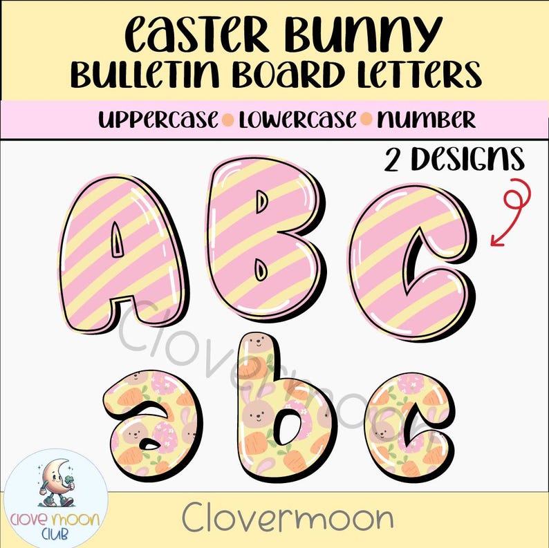 Easter Bunny Bulletin Board Letters PNG, Spring Alphabet Clipart ...