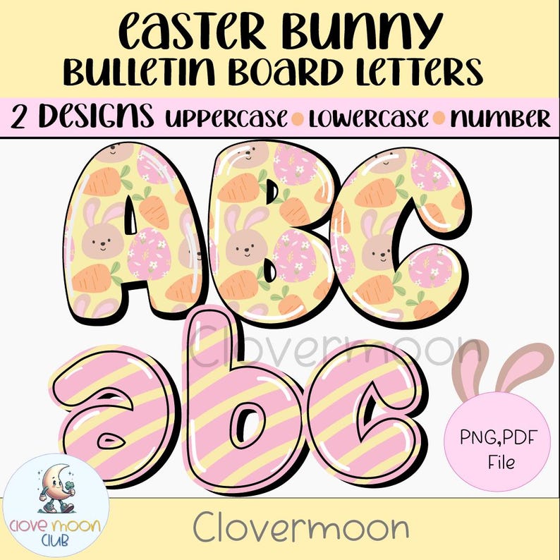 Easter Bunny Bulletin Board Letters PNG, Spring Alphabet Clipart ...