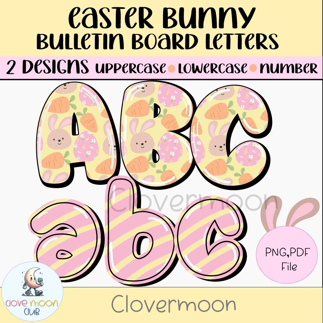 Easter Bunny Bulletin Board Letters PNG, Spring Alphabet Clipart ...