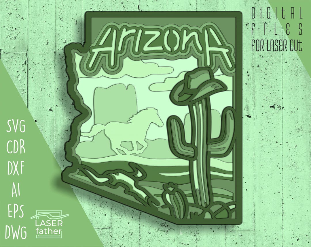 Arizona 7 Layered SVG Design for Laser Cutting, Eps Ai Cdr Svg Formats ...