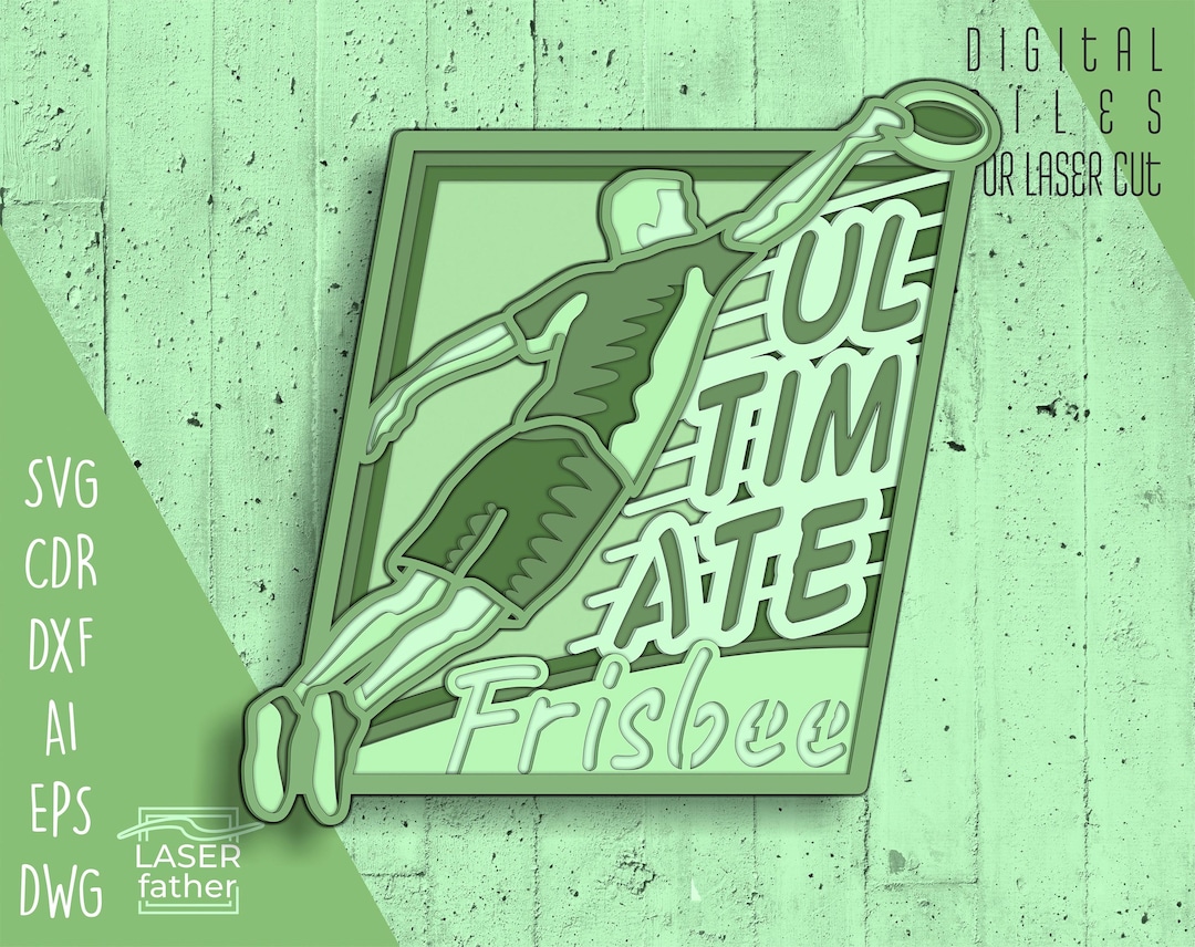 Ultimate Frisbee 6 Layered SVG for Laser Cut, Frisbee Player Art, Eps ...