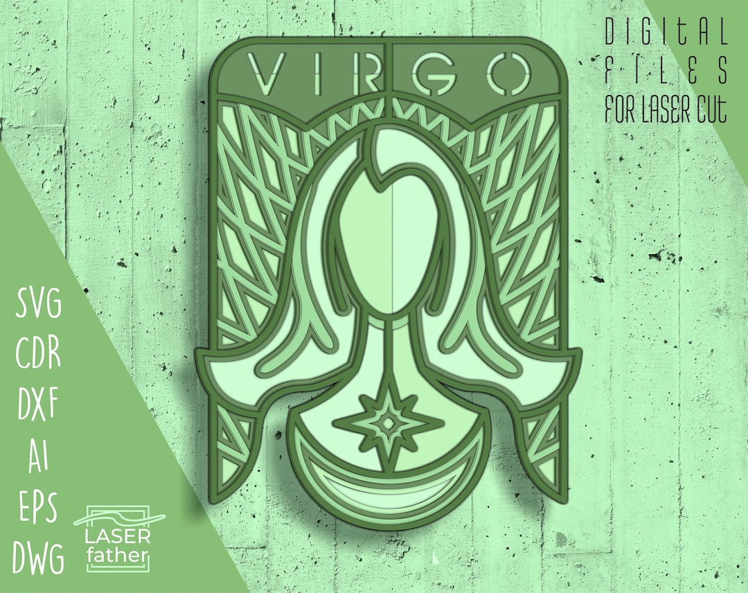 Virgo 5 Layered SVG for Laser Cutting, Eps Ai Cdr Svg Formats, Zodiac ...