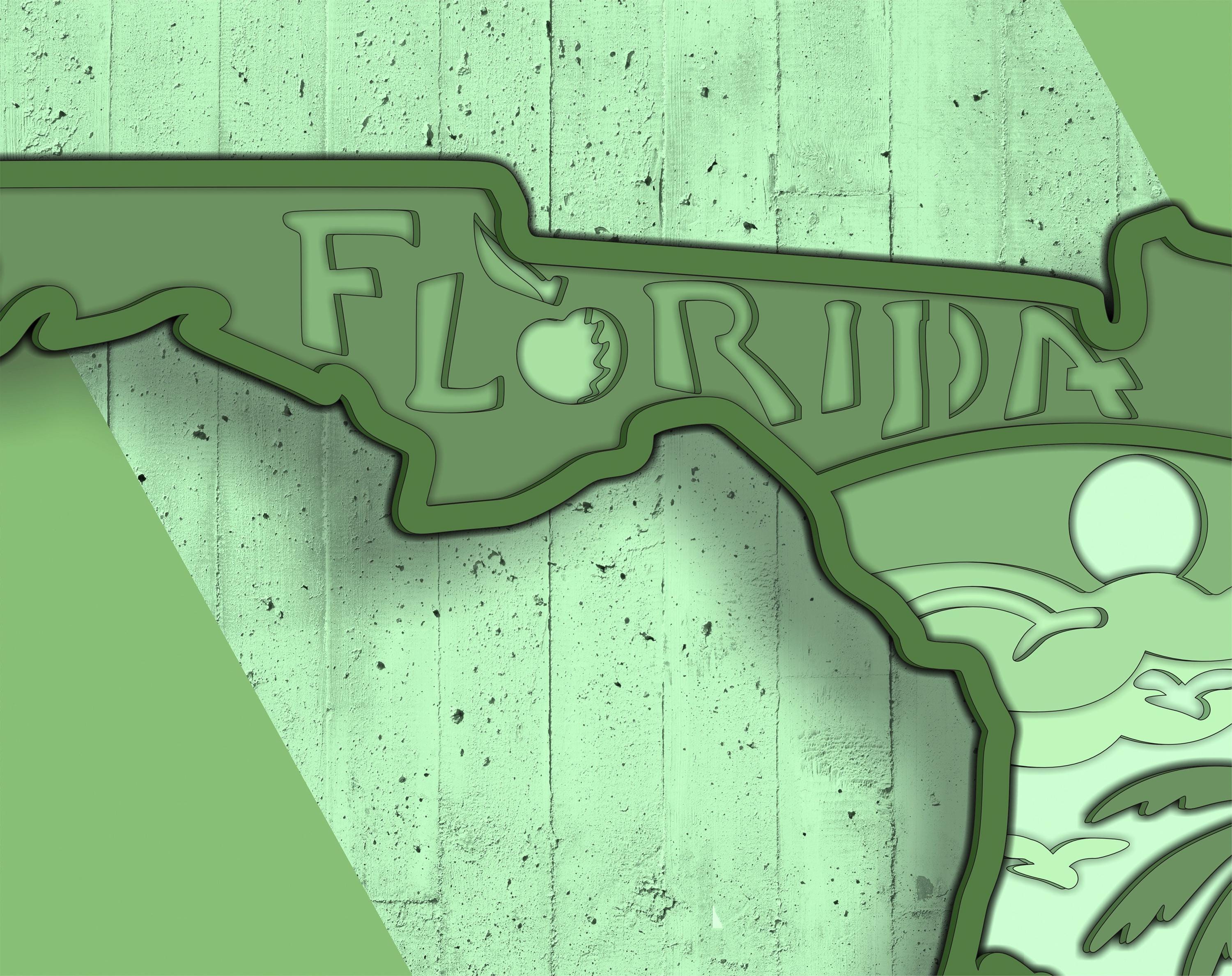 Florida 6 Layered SVG Design for Laser Cutting, Eps Ai Cdr Svg Formats ...