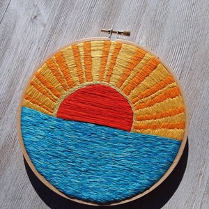 Sunrise Hand Embroidery Beach Embroidery Sun A New Day Colorful Hand ...