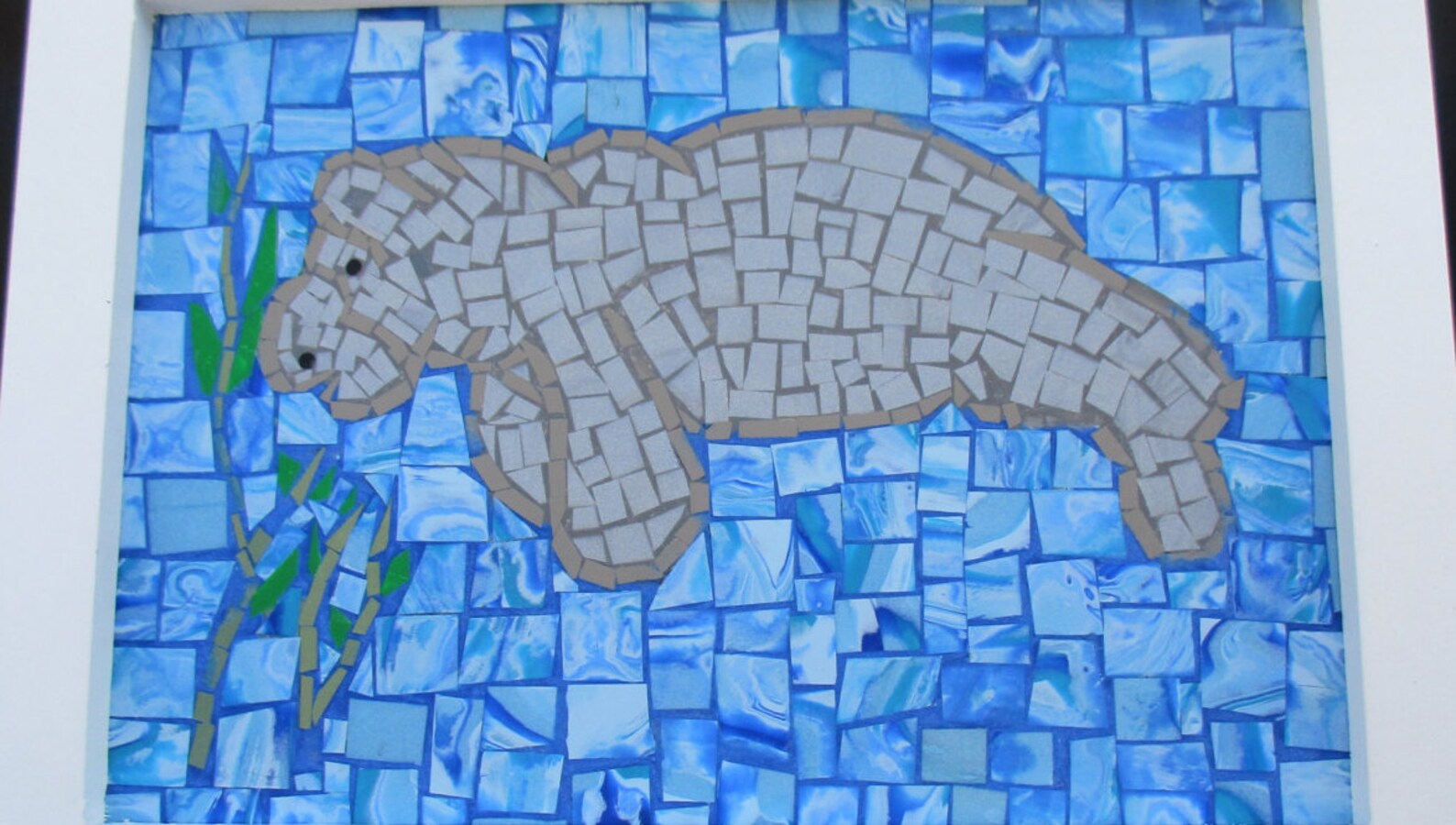 Mosaic Manatee Wall Decor Polymer Clay Manatee Picture Blue Sea ...