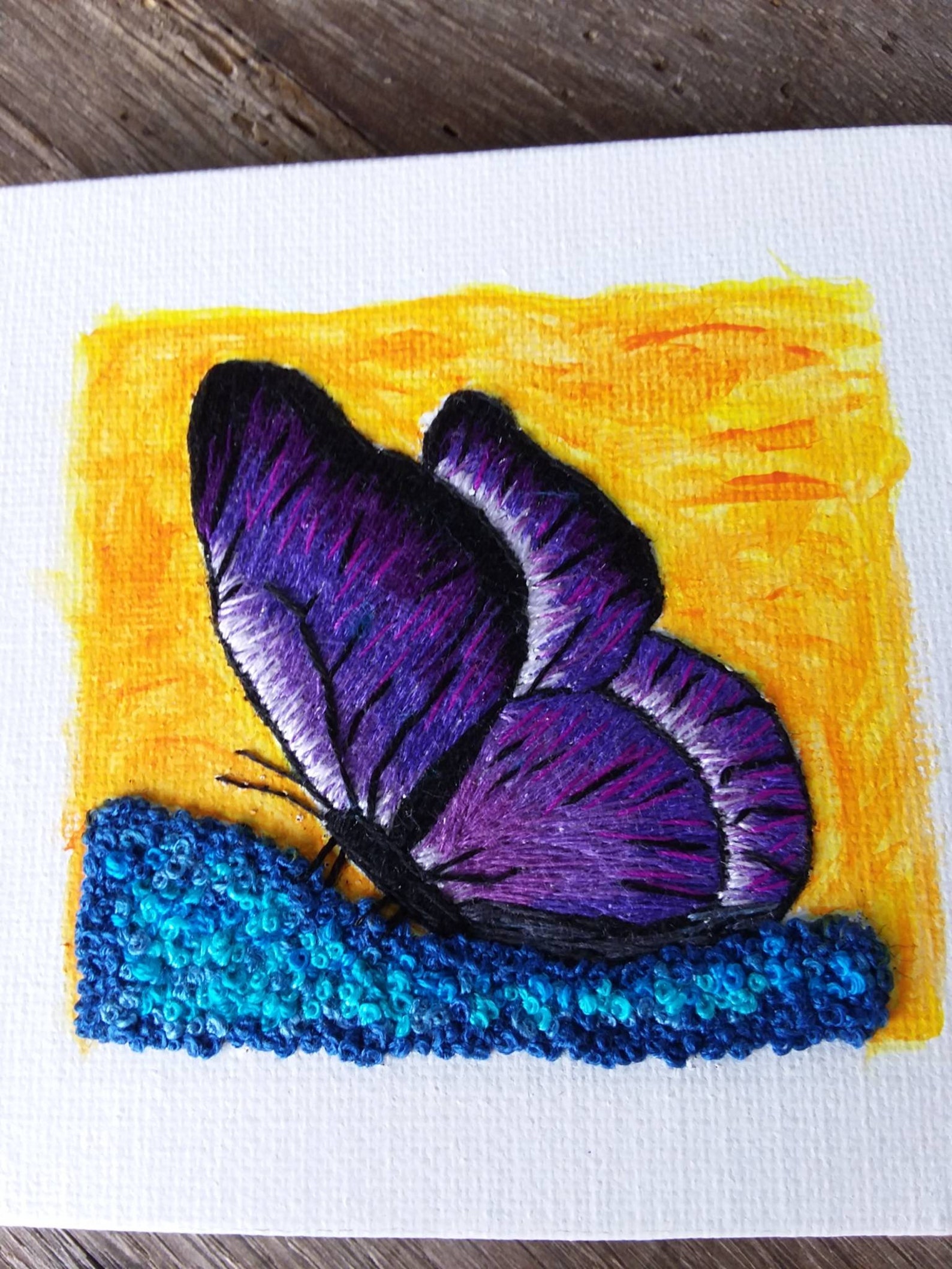 Purple Butterfly Hand Embroidery Needle Painting Freedom - Etsy