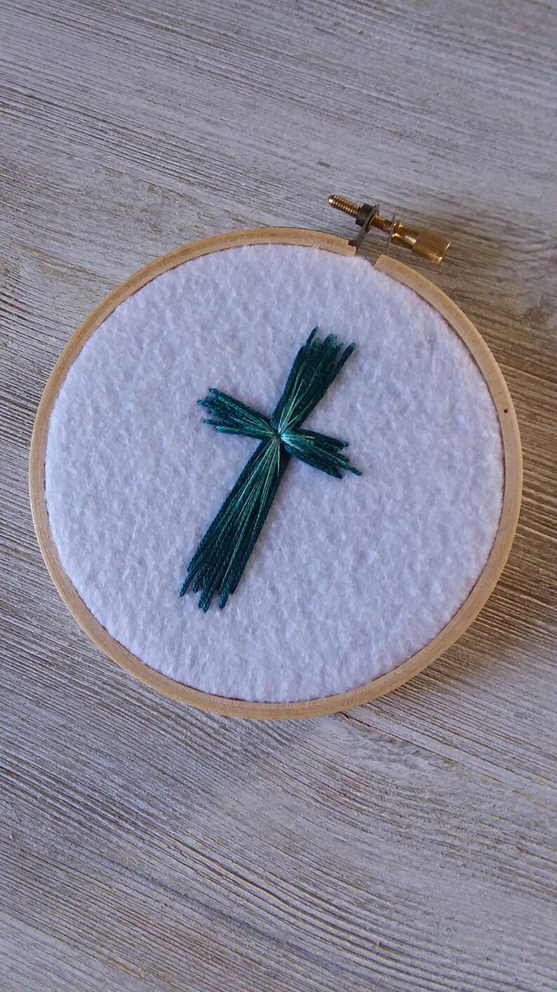 Cross Hand Embroidery Teal Blue Abstract Cross Embroidery Cross Picture ...