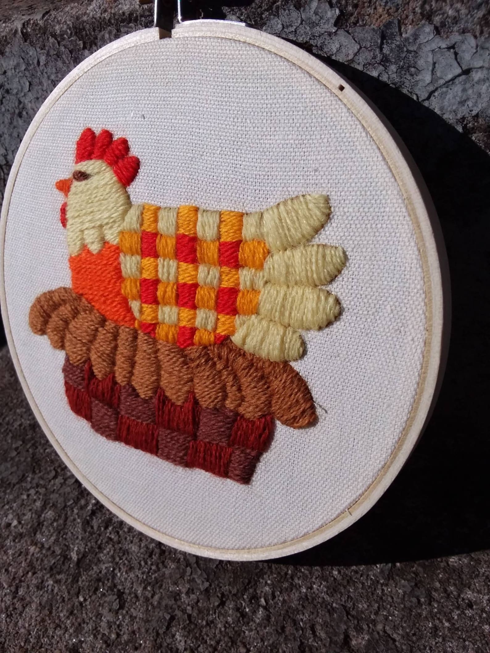 Chicken Hand Embroidery Hoop Art Hen in Nest Crewel Embroidery Farm ...