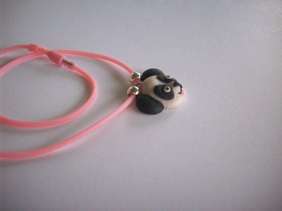 Panda Bear Charm Necklace Polymer Clay Panda Necklace Stretchy Cord ...