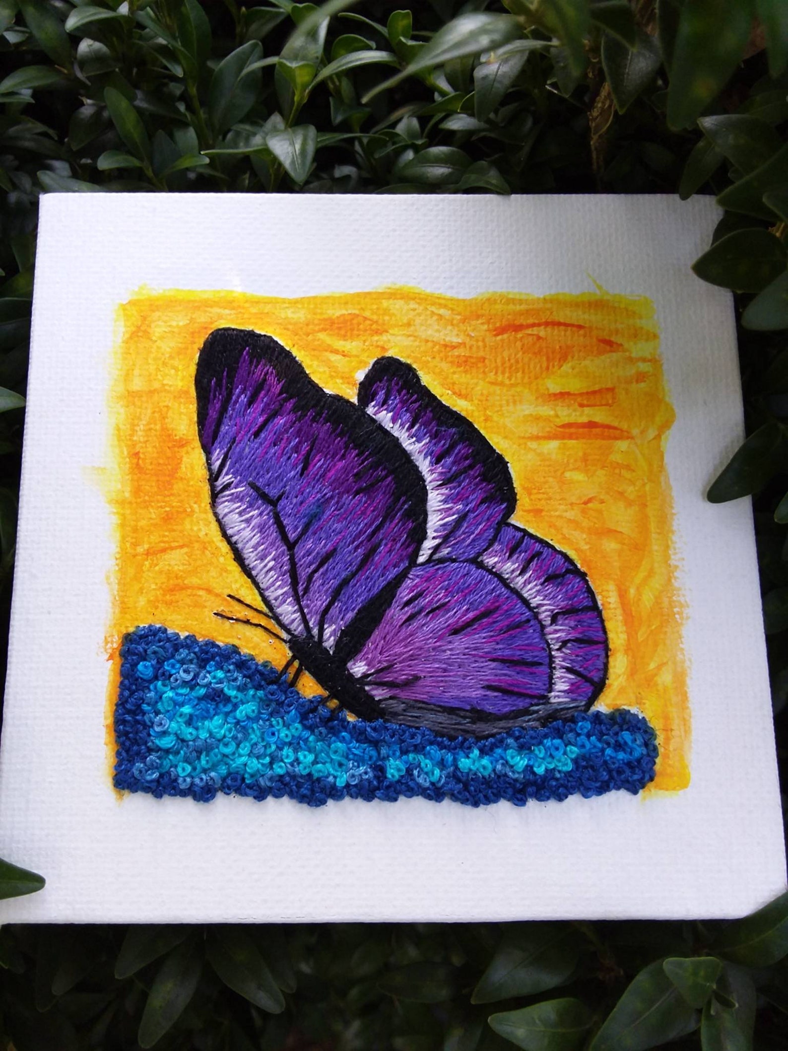 Purple Butterfly Hand Embroidery Needle Painting Freedom - Etsy