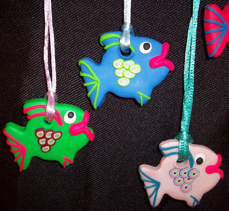 Fish Charm Polymer Clay Fish Charms Assorted Colors Set of 3 Handmade ...