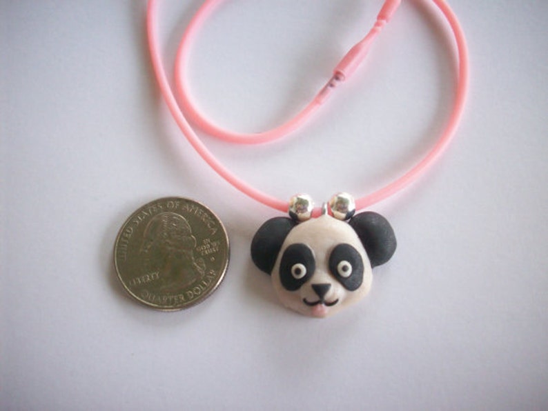 Panda Bear Charm Necklace Polymer Clay Panda Necklace Stretchy Cord ...