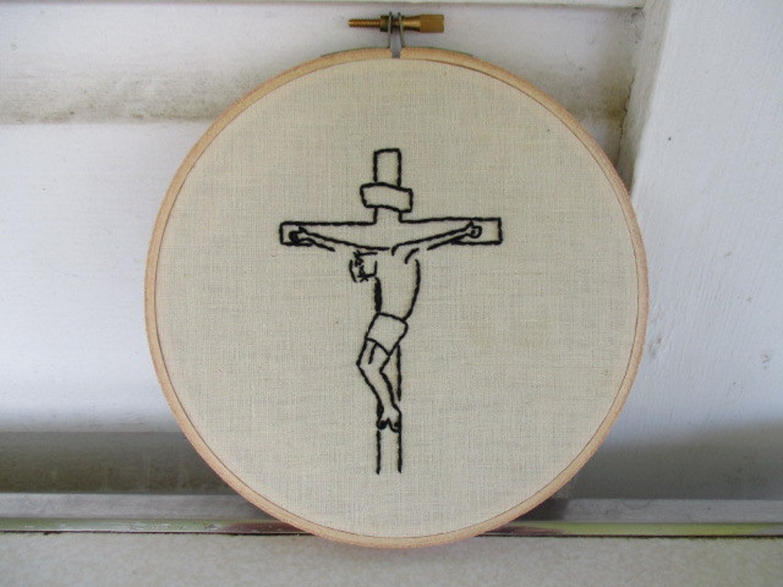 Cross Embroidery Hand Embroidery Jesus on the Cross Hoop Art | Etsy