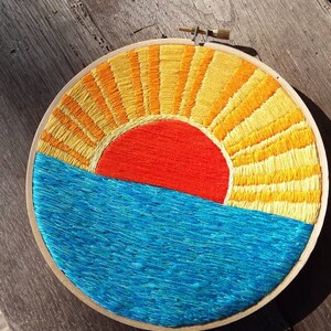Sunrise Hand Embroidery Beach Embroidery Sun A New Day Colorful Hand ...