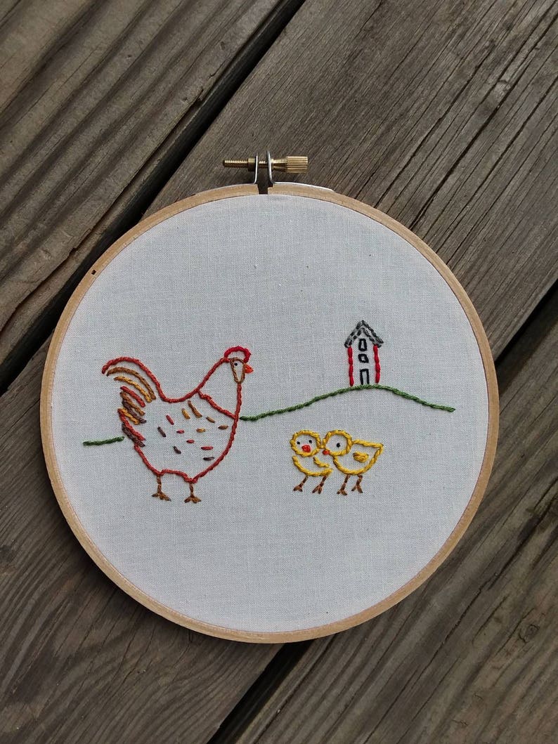Chicken Hand Embroidery Farm Embroidery Little Chick Chicken Picture ...
