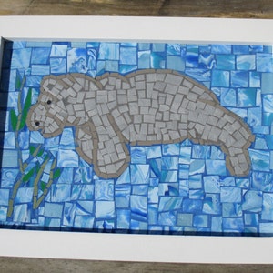 Mosaic Manatee Wall Decor Polymer Clay Manatee Picture Blue Sea ...
