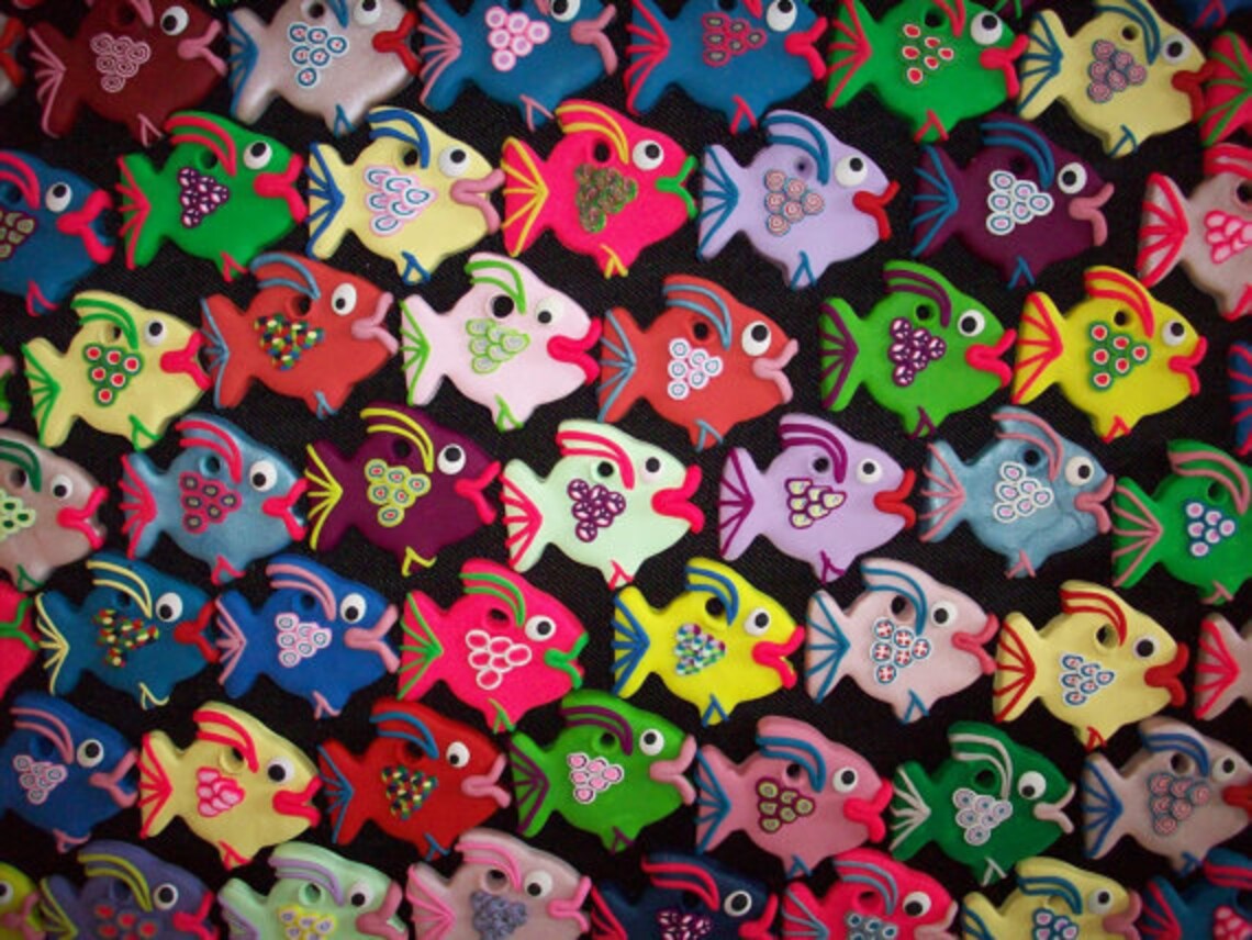 Fish Charm Polymer Clay Fish Charms Assorted Colors Set of 3 Handmade ...