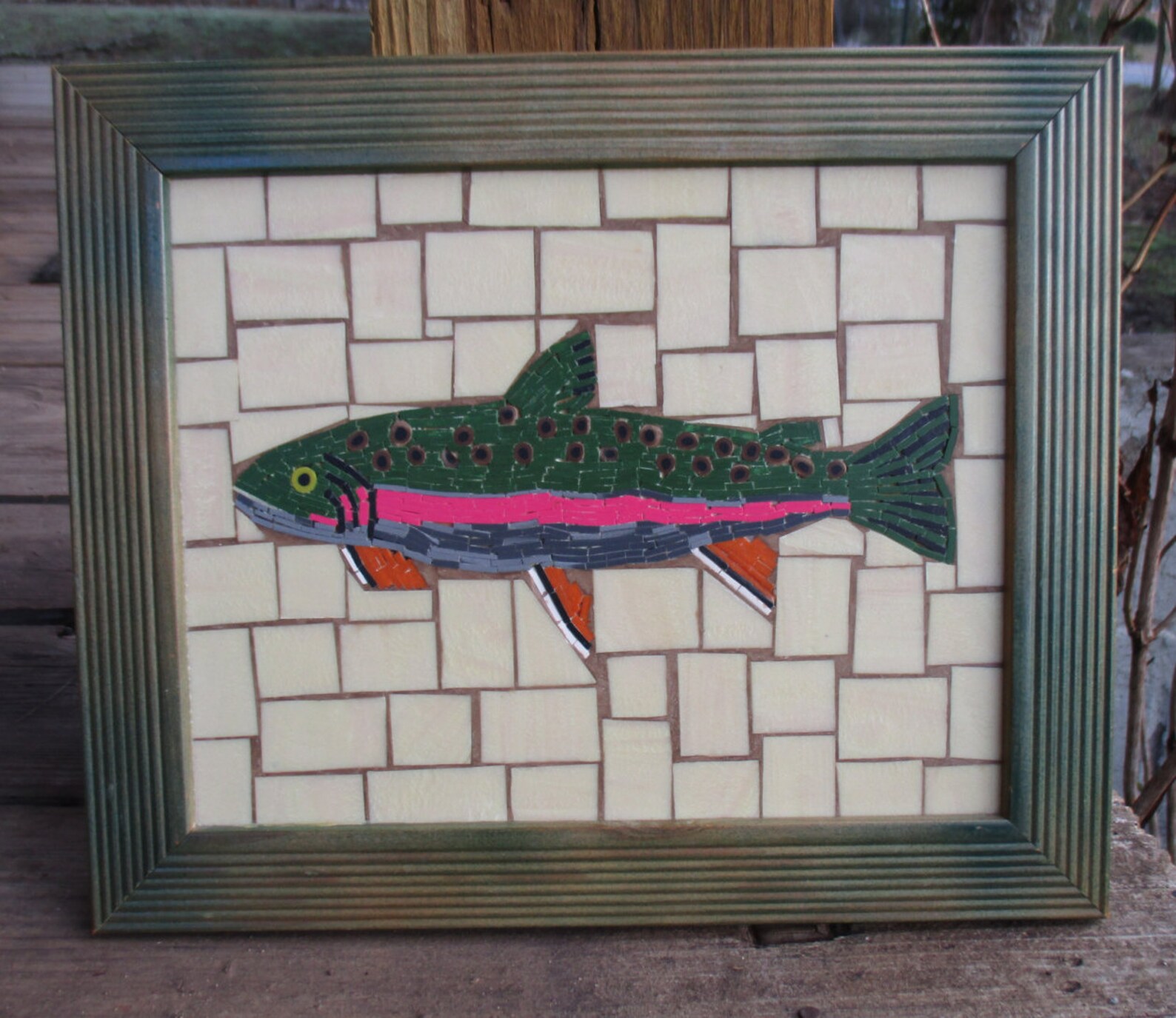 Trout Mosaic Picture Fish Wall Hanging Polymer Clay Mosaic Trout Clay ...