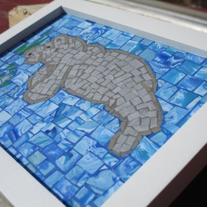 Mosaic Manatee Wall Decor Polymer Clay Manatee Picture Blue Sea ...