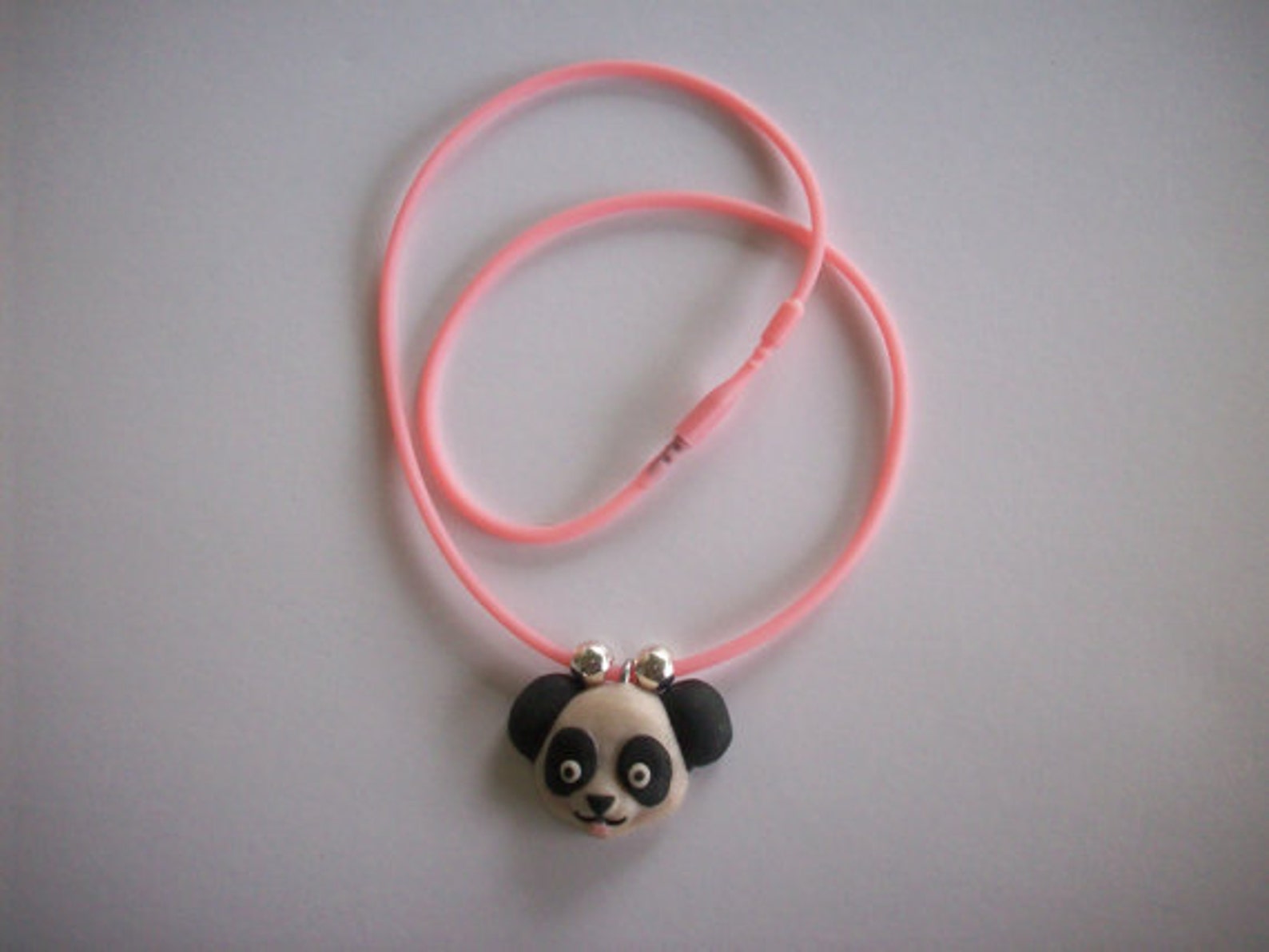 Panda Bear Charm Necklace Polymer Clay Panda Necklace Stretchy Cord ...
