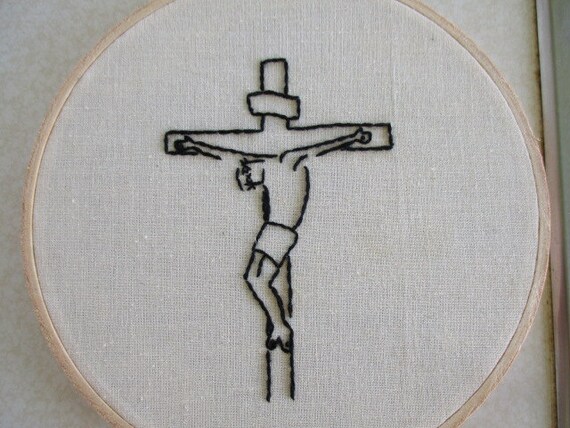 Cross Embroidery Hand Embroidery Jesus on the Cross Hoop Art | Etsy
