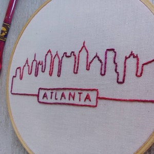 Atlanta Georgia Hand Embroidery City Skyline Hoop Art Atlanta Picture ...