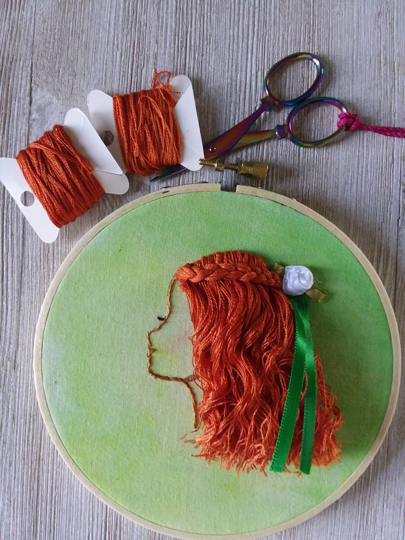 Irish Lass Hand Embroidery 3D Hair Embroidery Silhouette Embroidery ...