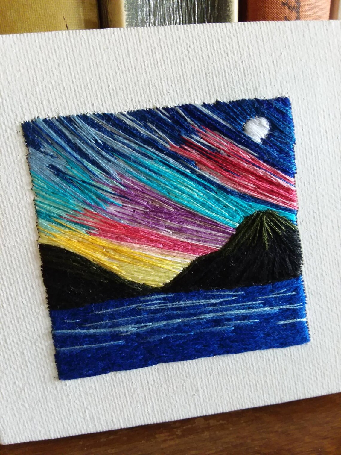 Rainbow Sky Hand Embroidery Landscape Embroidery Mountains | Etsy