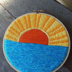 Sunrise Hand Embroidery Beach Embroidery Sun A New Day Colorful Hand ...