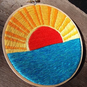 Sunrise Hand Embroidery Beach Embroidery Sun A New Day Colorful Hand ...