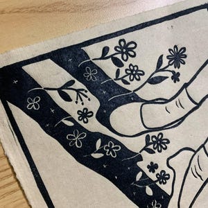 Linocut Art Print: Shadows Bloom - Handmade Do Paper Flower Wall Art - Etsy