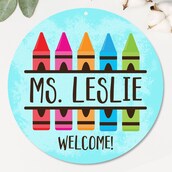 Teacher Door Sign Crayon Metal Classroom Sign Personalized - Etsy