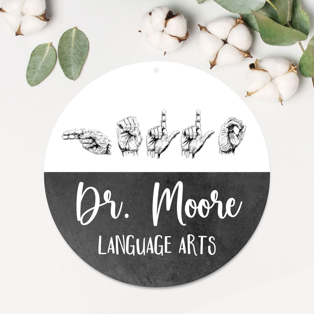 School Door Sign Metal Educator Sign Sign Language ASL Personalized ...