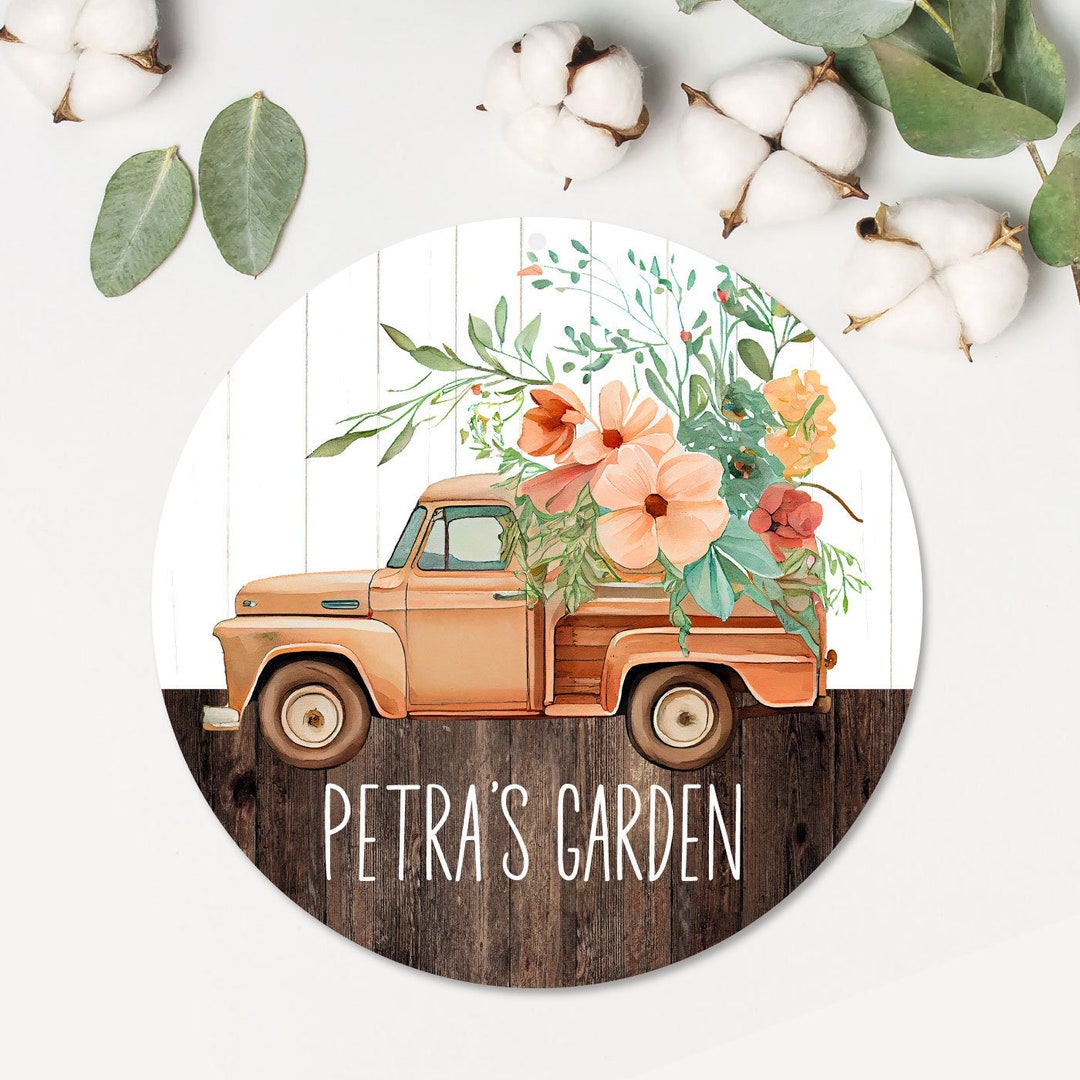 Vintage Truck Garden Sign Metal Garden Sign Personalized Metal ...