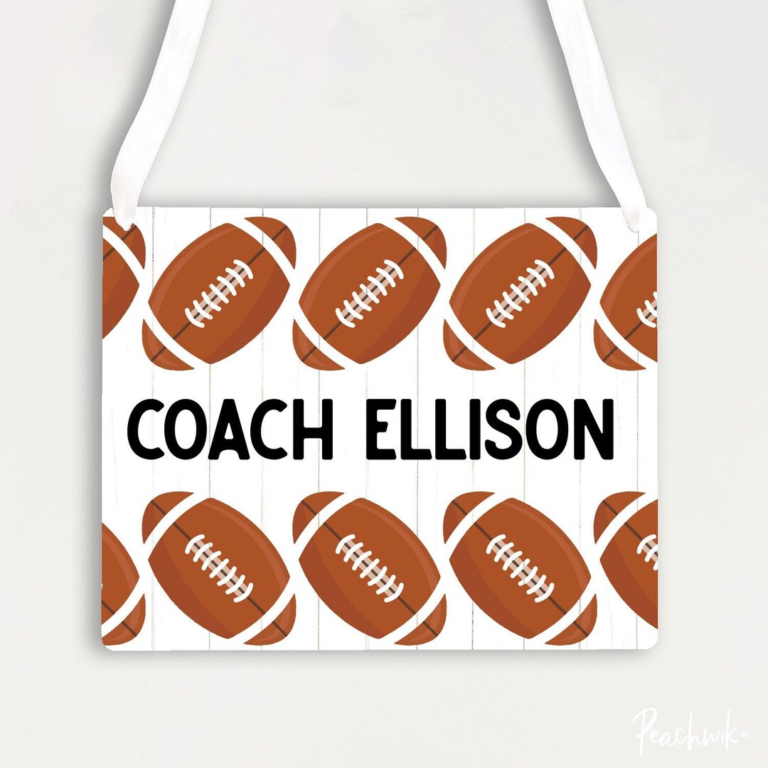 Football Coach Sign Gym Teacher Door Sign Metal Sports Sign ...