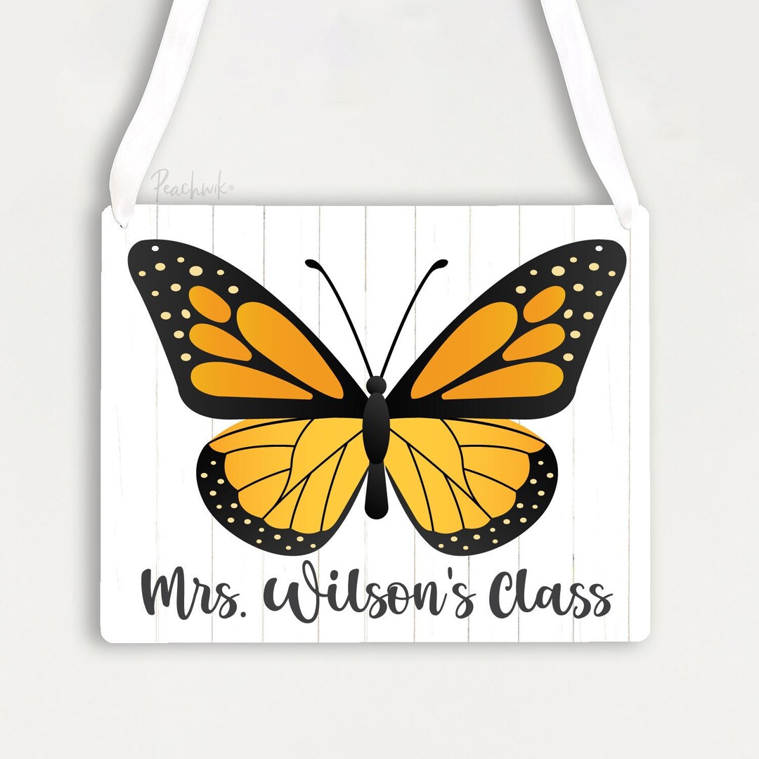 Butterfly Teacher Sign Metal Classroom Sign Personalized Metal Door ...