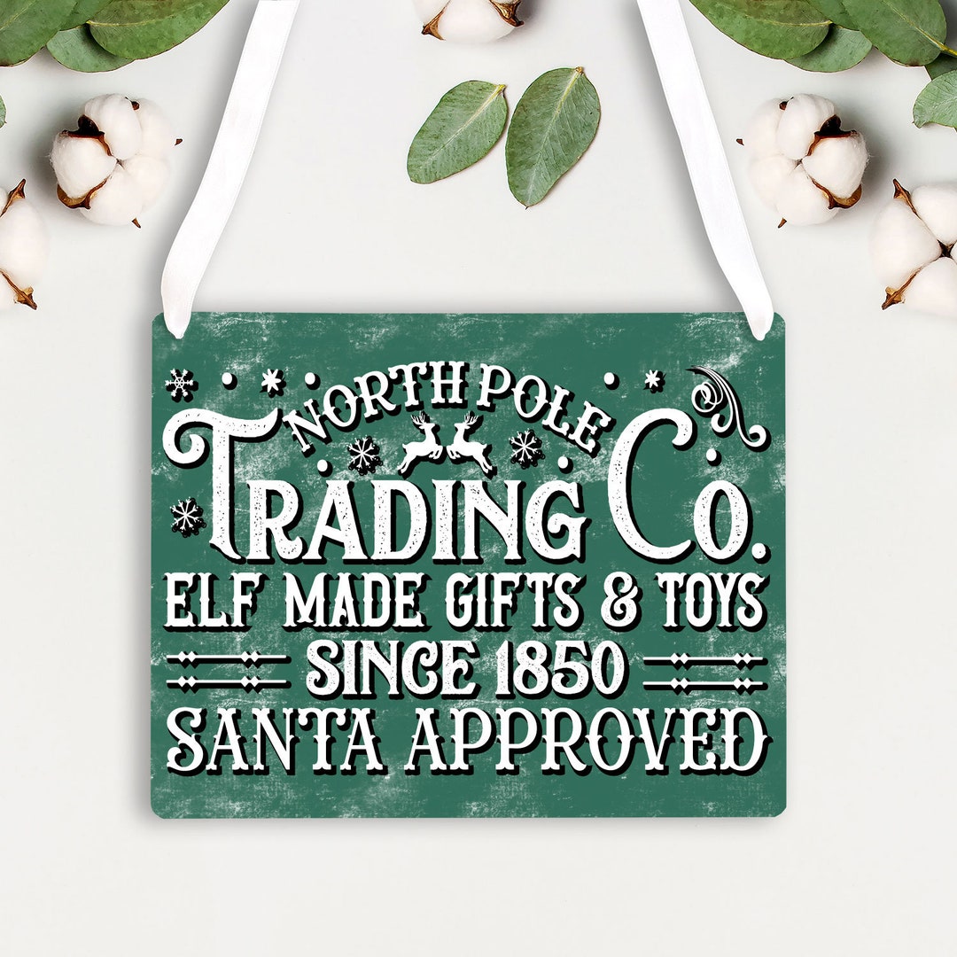 Christmas Trading Co Sign Metal Sign Christmas Rustic Door Hanger Santa ...
