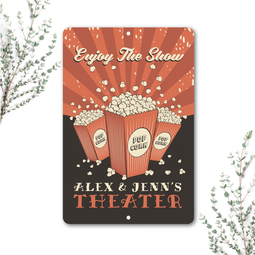 Home Theater Personalized Sign Movie Night Sign Personalized Movie ...