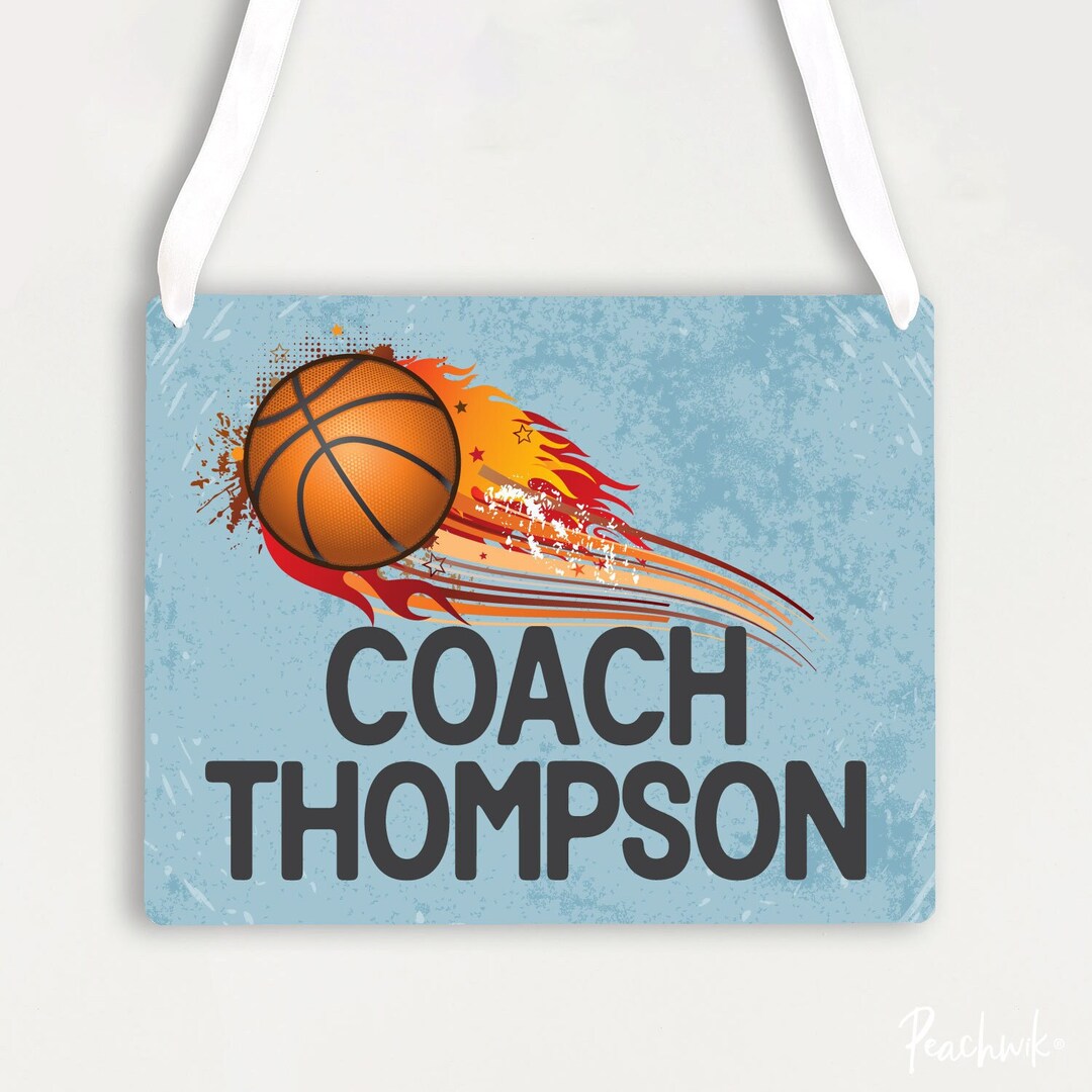 Basketball Coach Sign Gym Teacher Door Sign Metal Sports Sign ...