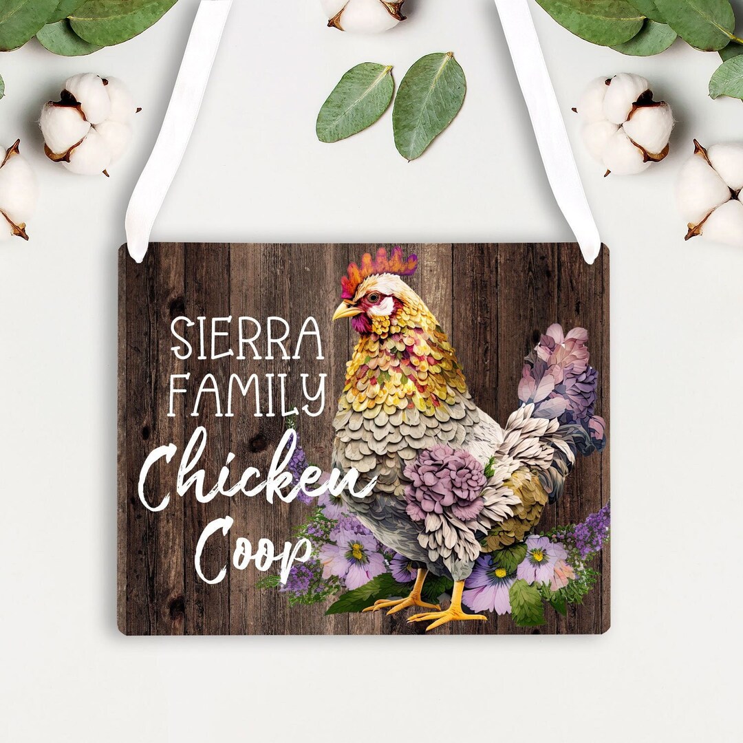 Chicken Coop Sign Metal Chickens Sign Rainbow Floral Chicken Sign ...
