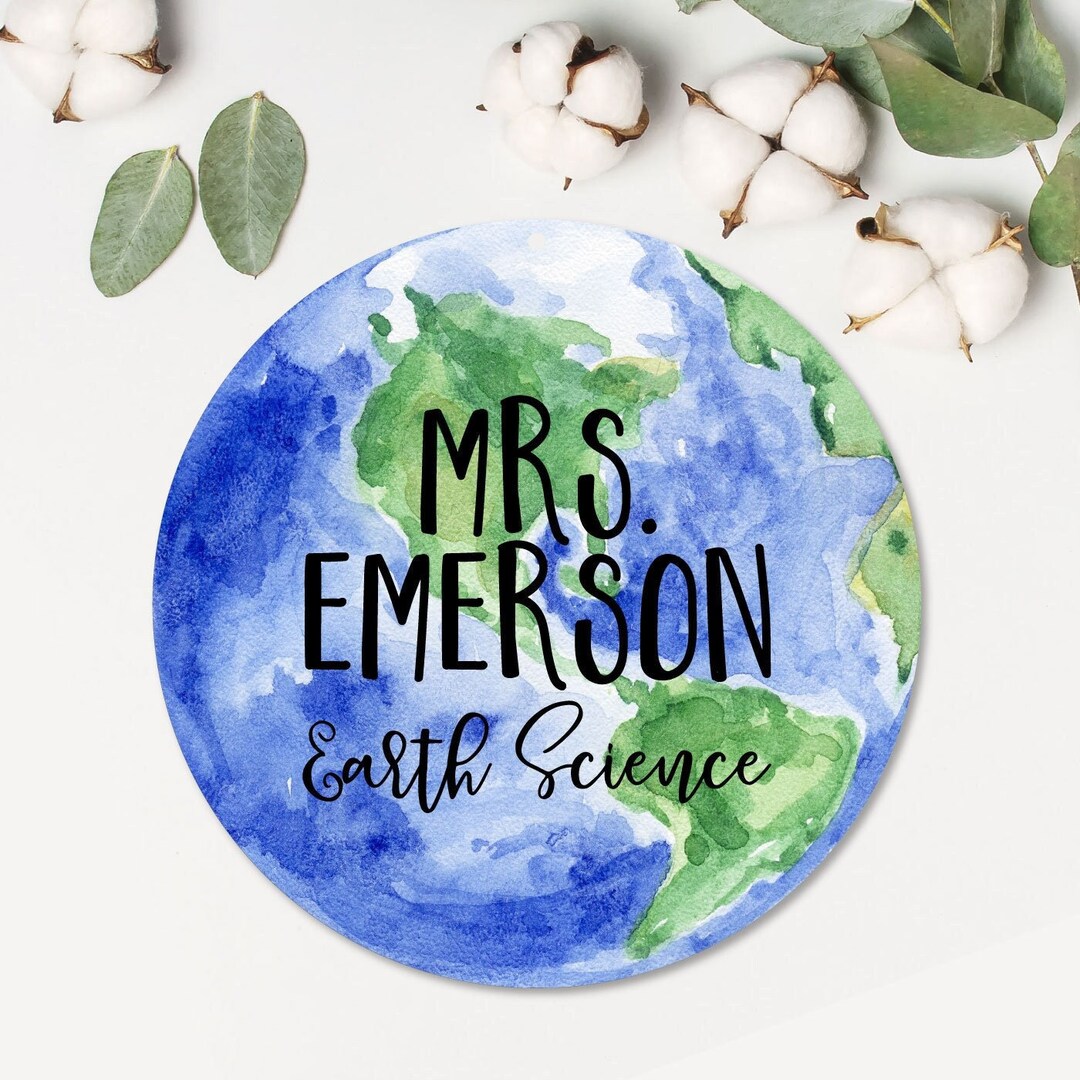 Science Teacher Door Sign Globe Sign Personalized Metal Door Hanger ...