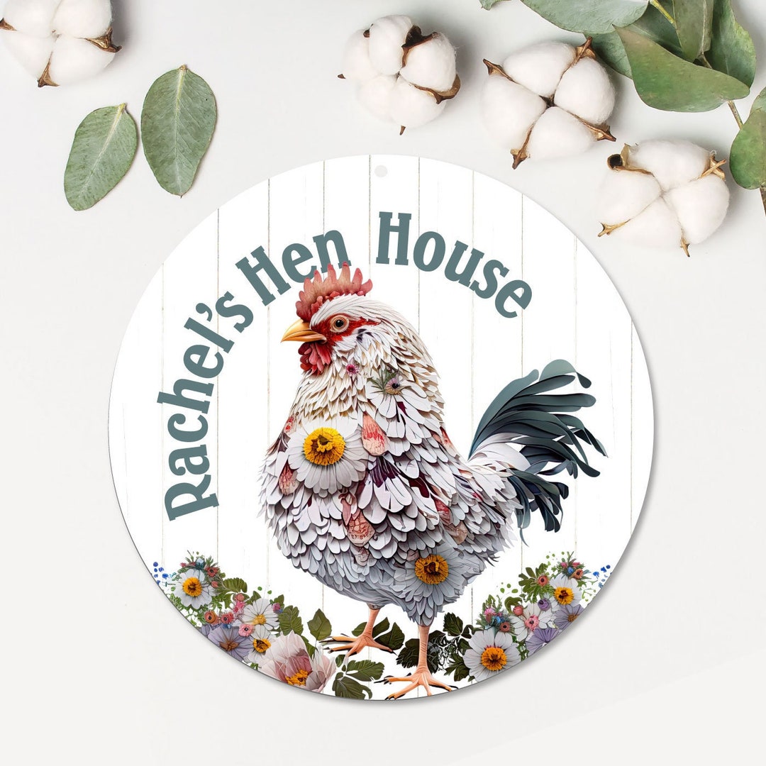 Personalized Chicken Coop Sign Metal Personalized Floral Chickens Sign ...