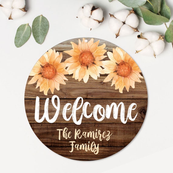 Sunflowers Welcome Sign Metal Family Door Sign Metal | Etsy