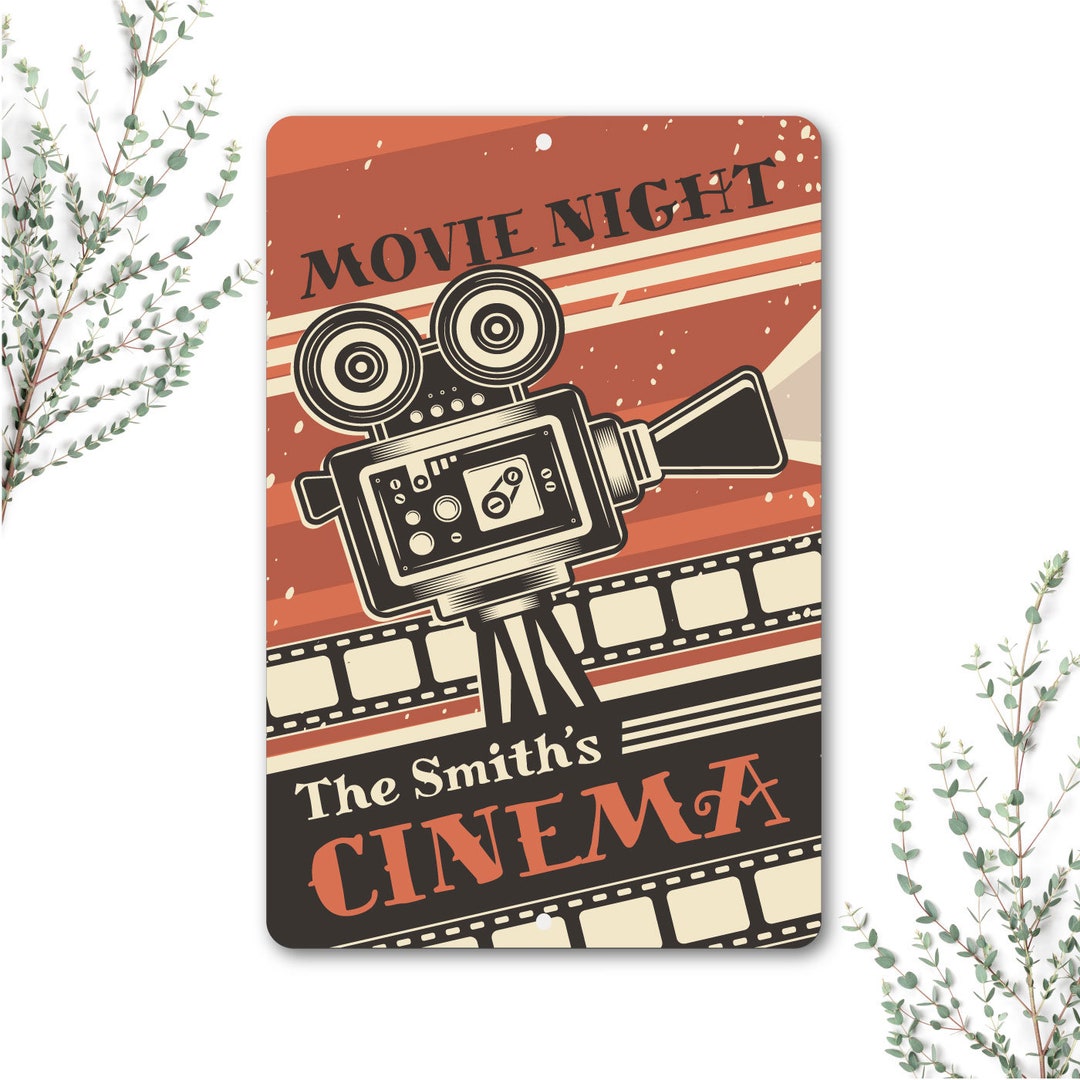 Home Theater Cinema Sign Movie Night Sign Personalized Movie Decor ...