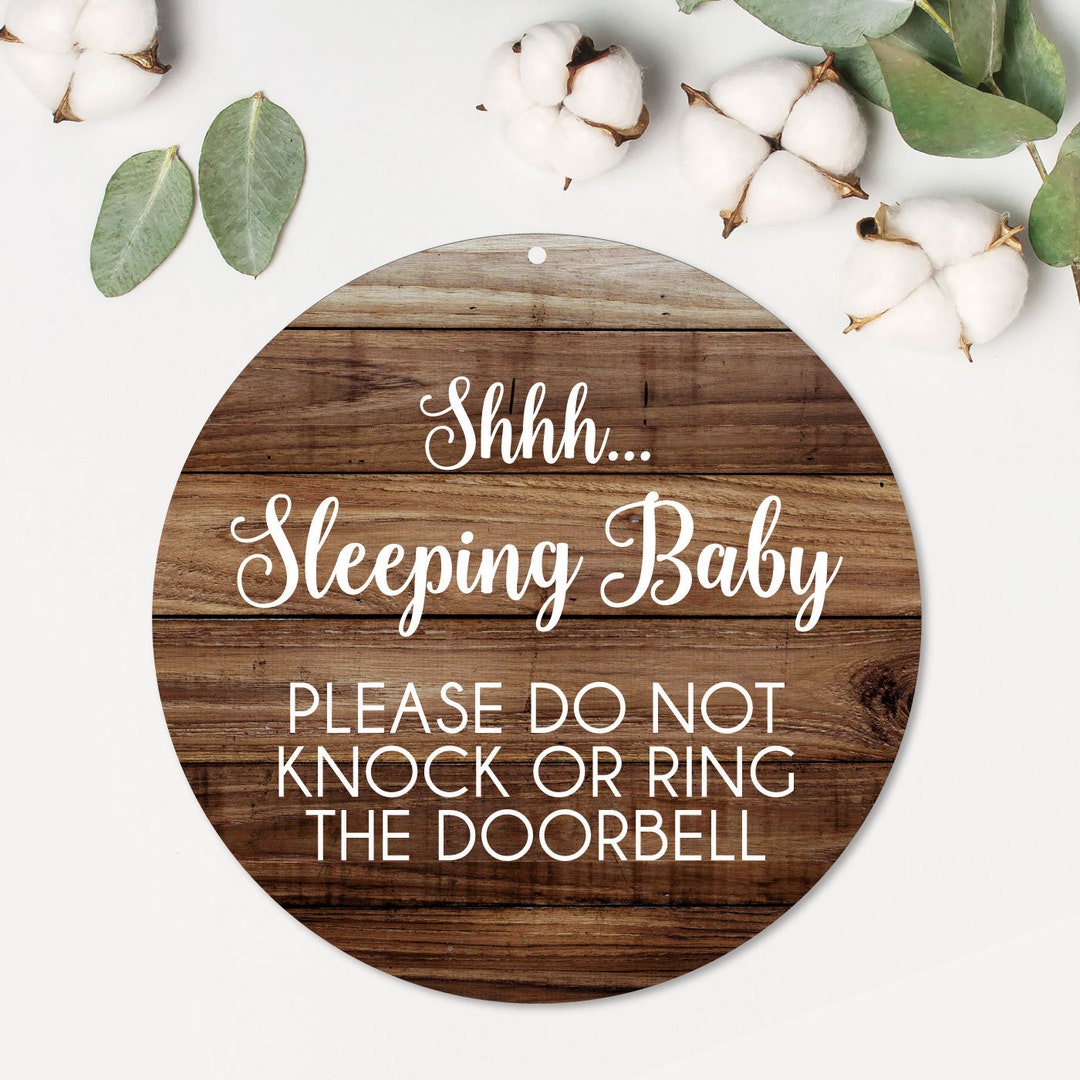Sleeping Baby Door Sign Metal New Baby Sign Metal Door Hanger Do Not ...