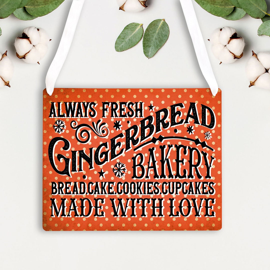 Christmas Baking Sign Metal Sign Gingerbread Rustic Door Hanger Modern ...