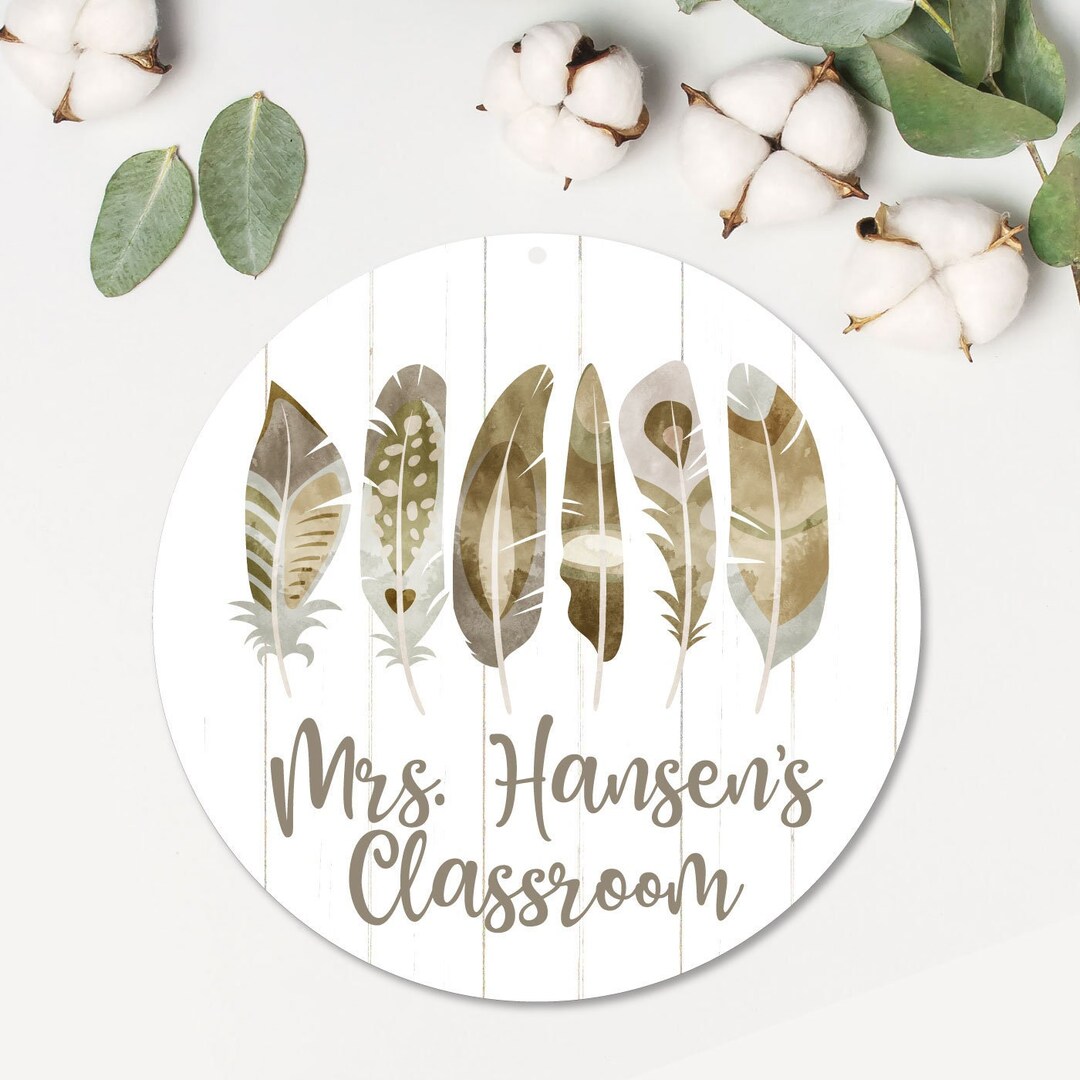 Classroom Door Sign Boho Teacher Sign Personalized Metal Door Hanger ...